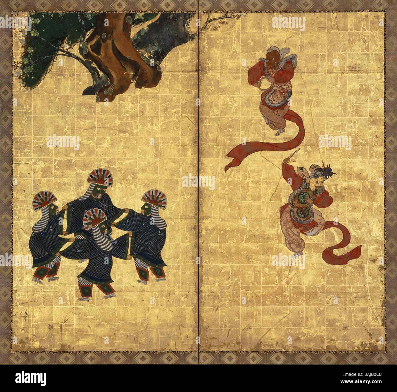 'Bugaku Dance' by Tawaraya Statsu, created during the Edo period (1603–1868), depicts a ...