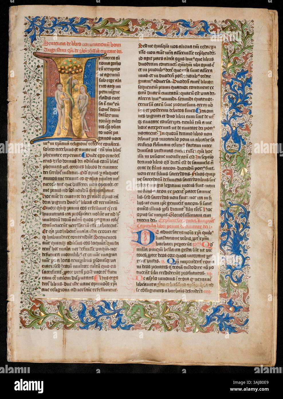 The frontispiece of the 'De Civitate Dei' manuscript from 1466 depicts ...