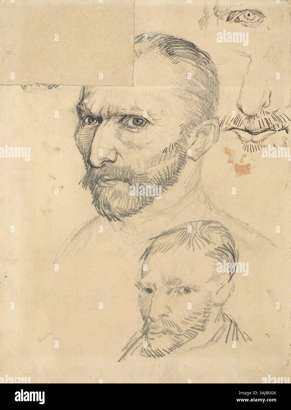 This pencil drawing, 'Self-Portraits,' was created by Vincent van Gogh ...