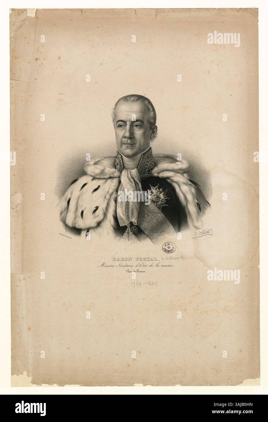 Lithograph print of Baron Portal, French Minister and Secretary of ...