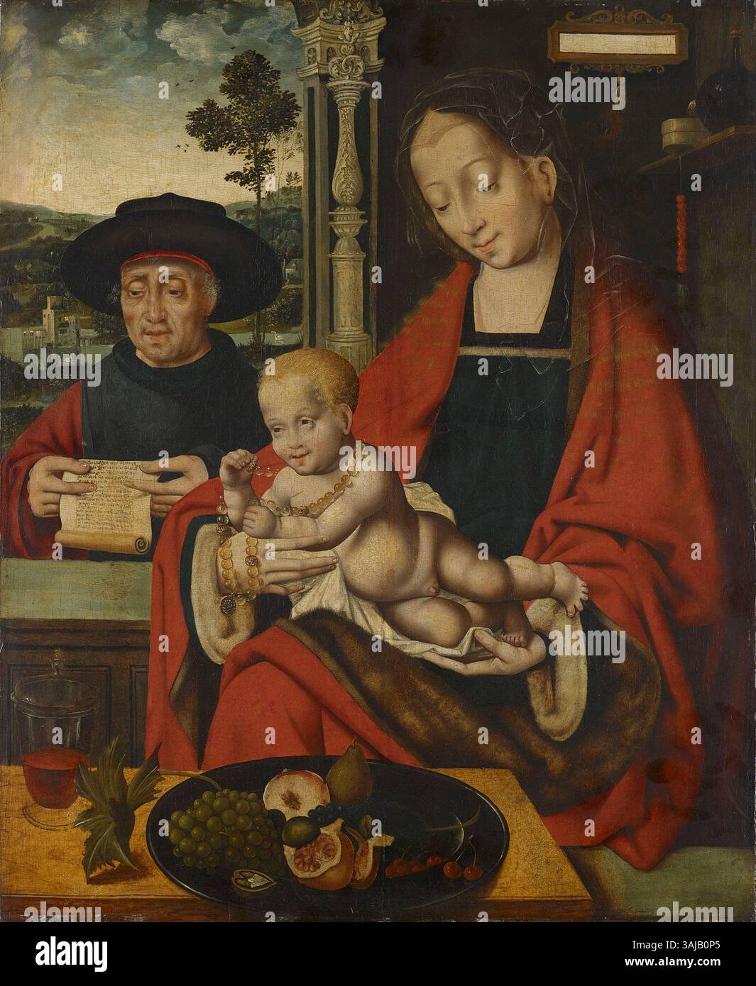 This painting, from the workshop of Joos van Cleve, depicts the Holy ...