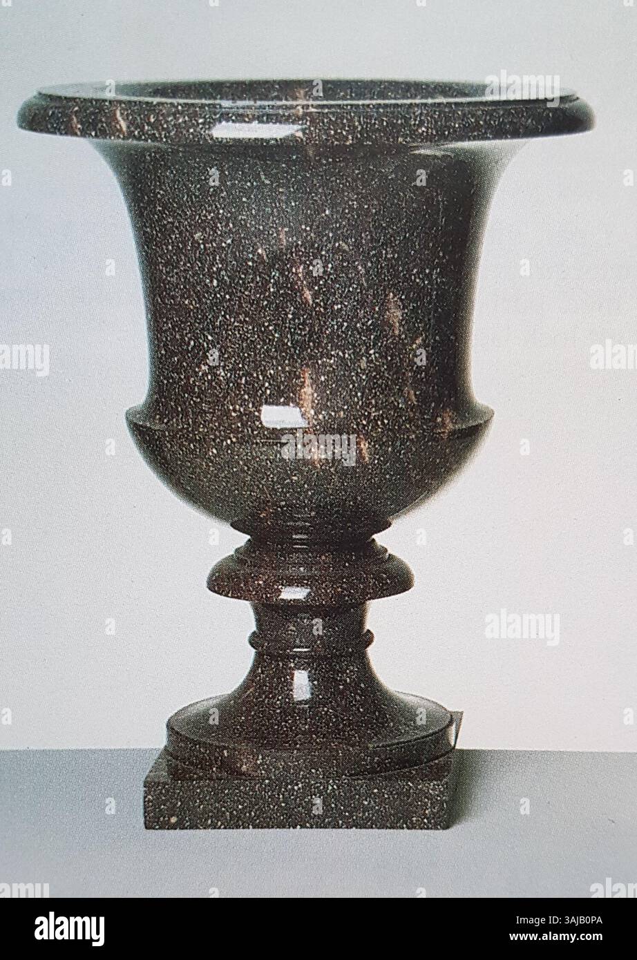A Blyberg porphyry urn designed in the shape of a medical container ...