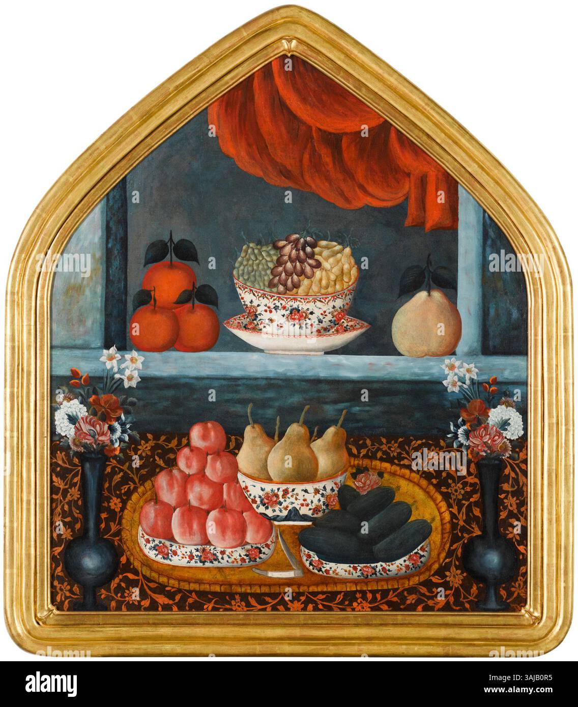 This 19th-century still life painting from Persia, during the Qajar ...