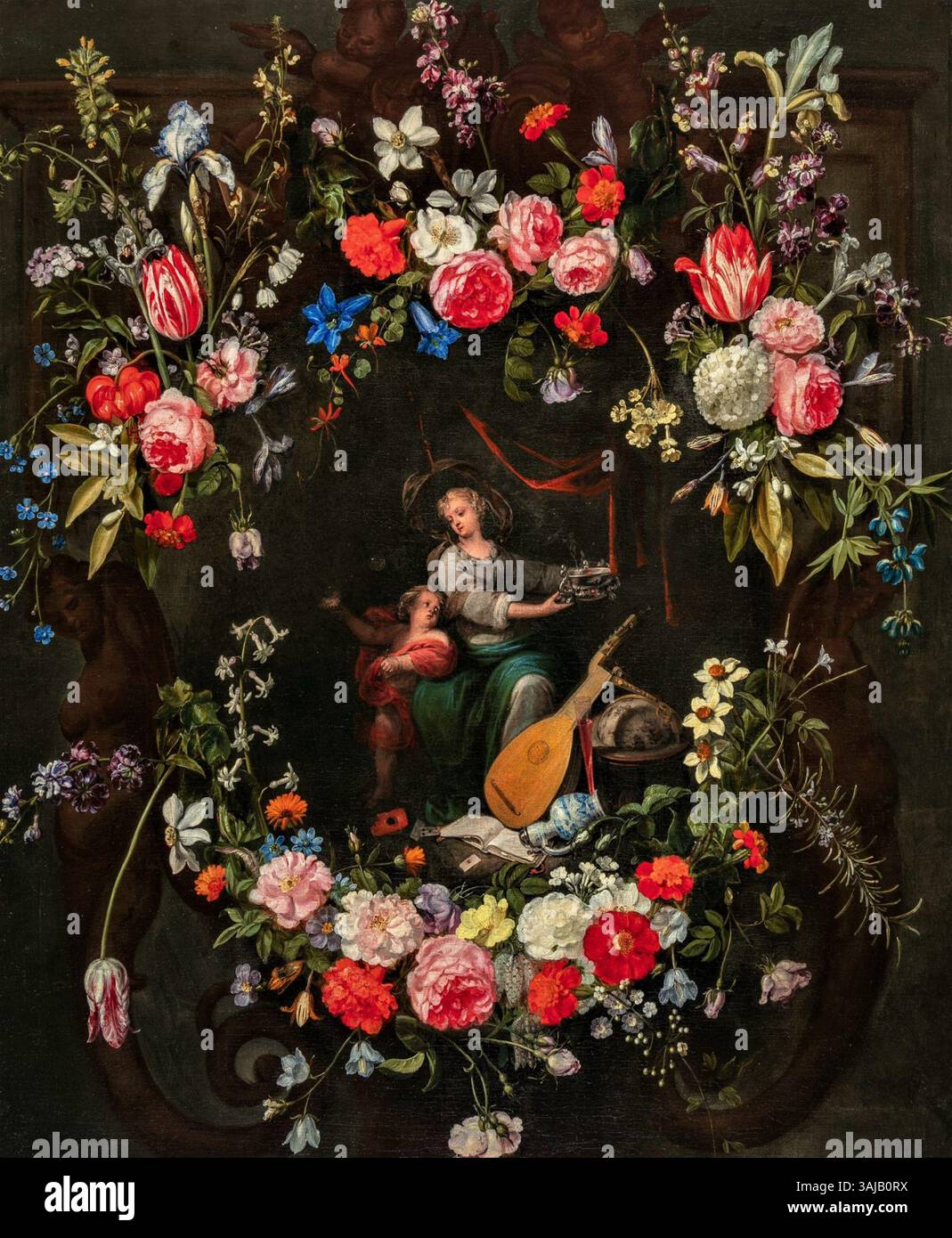 'Flower Garland around an Allegory of the Vanity of Human Life' by ...
