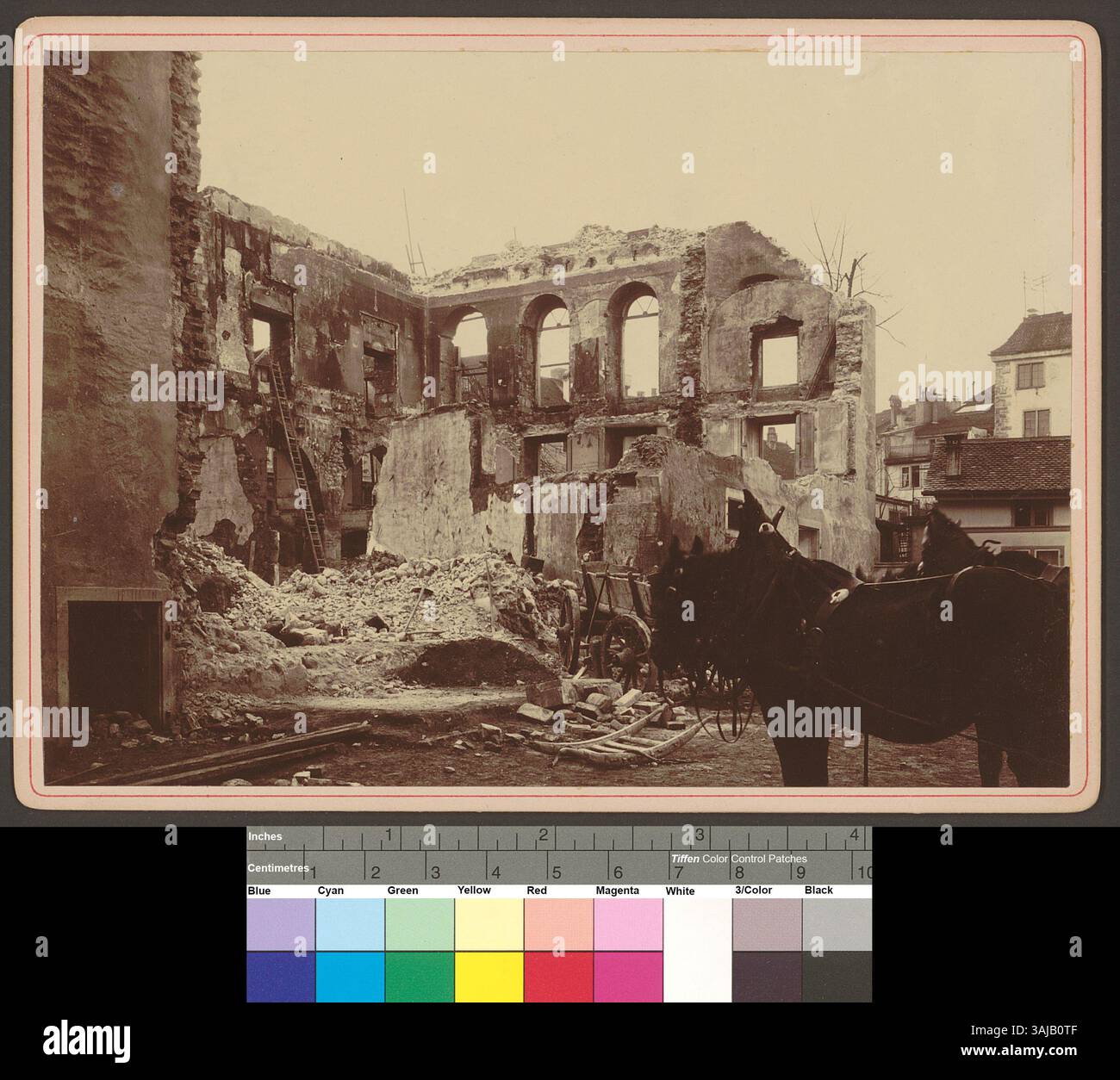 Photograph depicting the ruins after the theater fire on January 1 ...