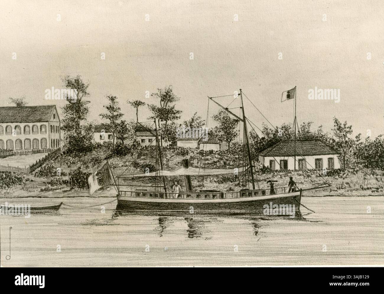 Portuguese gunboat 'Cacine' from 1886, shown in Bolana, Guinea. The ...
