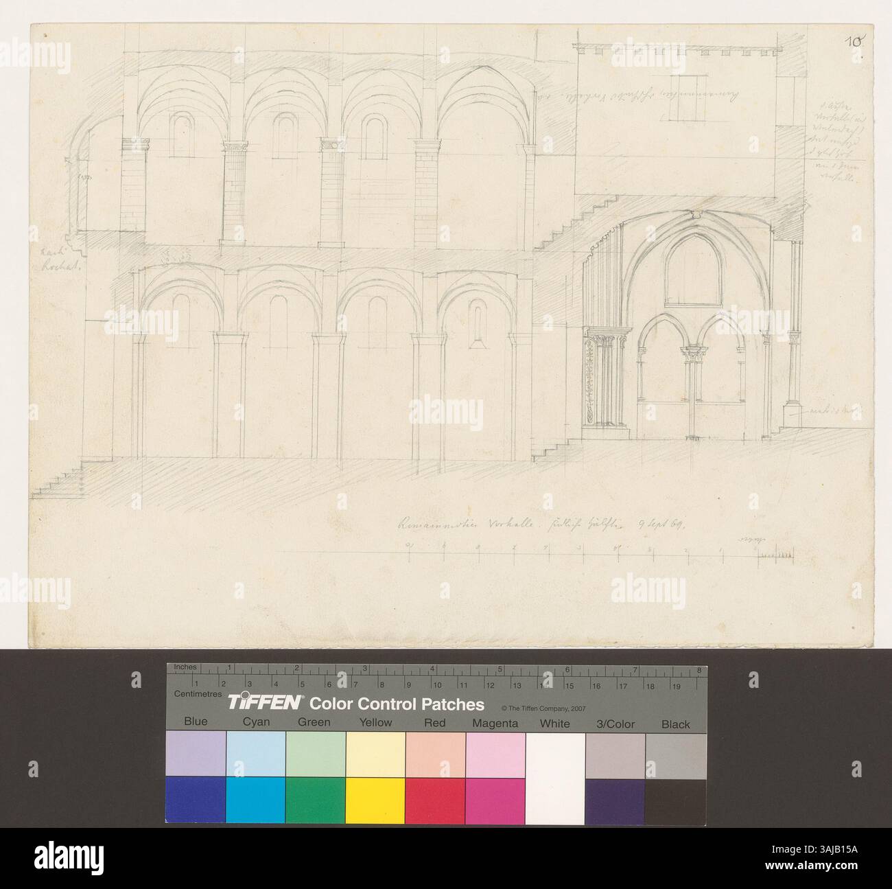 Depicts the southern half of the porch of the Romainmotier Abbey in ...