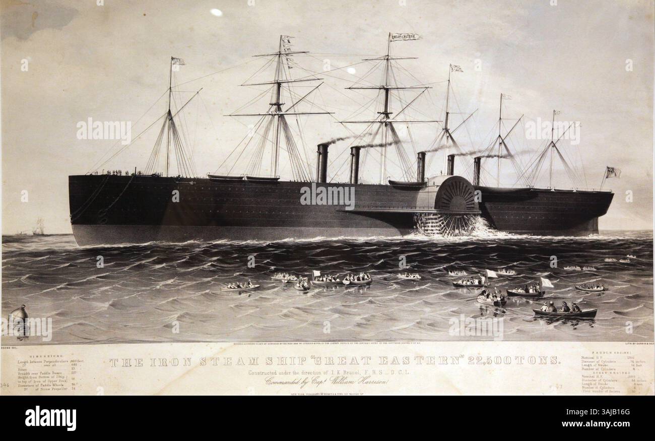 This lithograph from 1860 by Charles Parsons depicts the SS Great ...