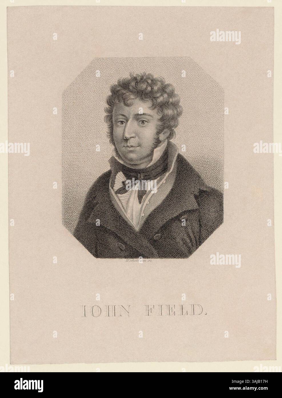 Restored digital image of John Field, the composer, in an engraving by ...