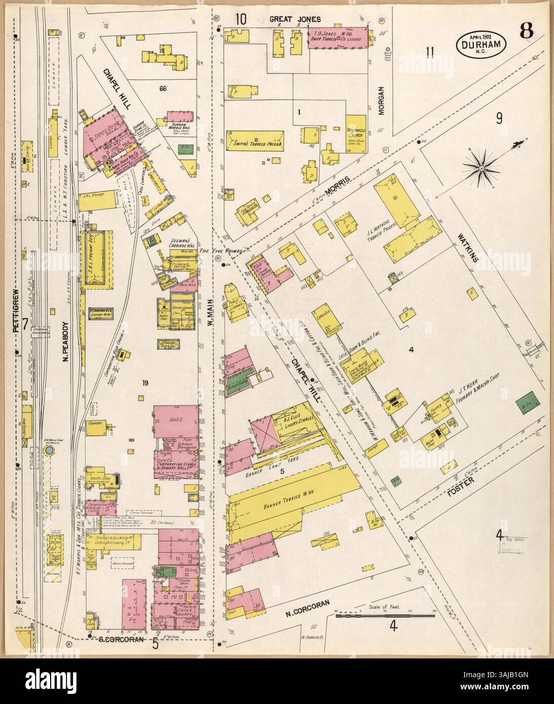 This April 1902 Sanborn Fire Insurance Map from Durham, North Carolina ...