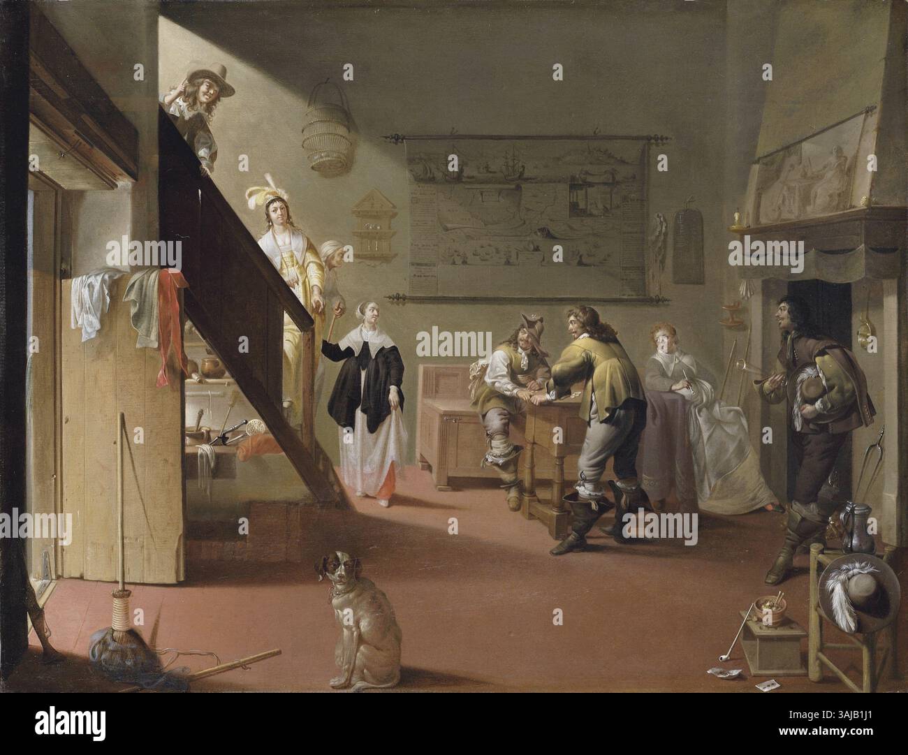Jacob Duck's circa 1635 painting depicts an interior scene at a ...