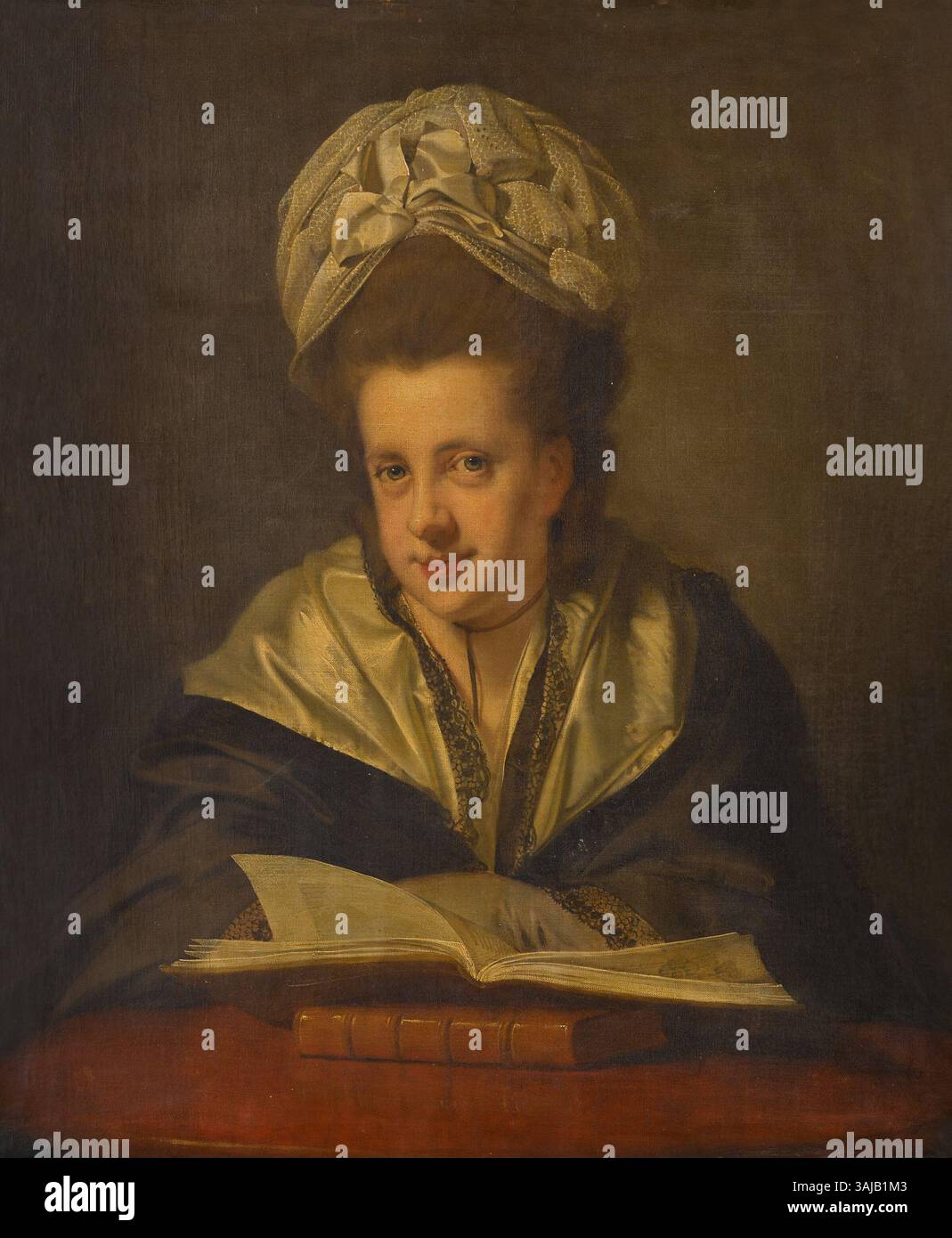 This portrait, attributed to the studio of Joseph Wright of Derby ...