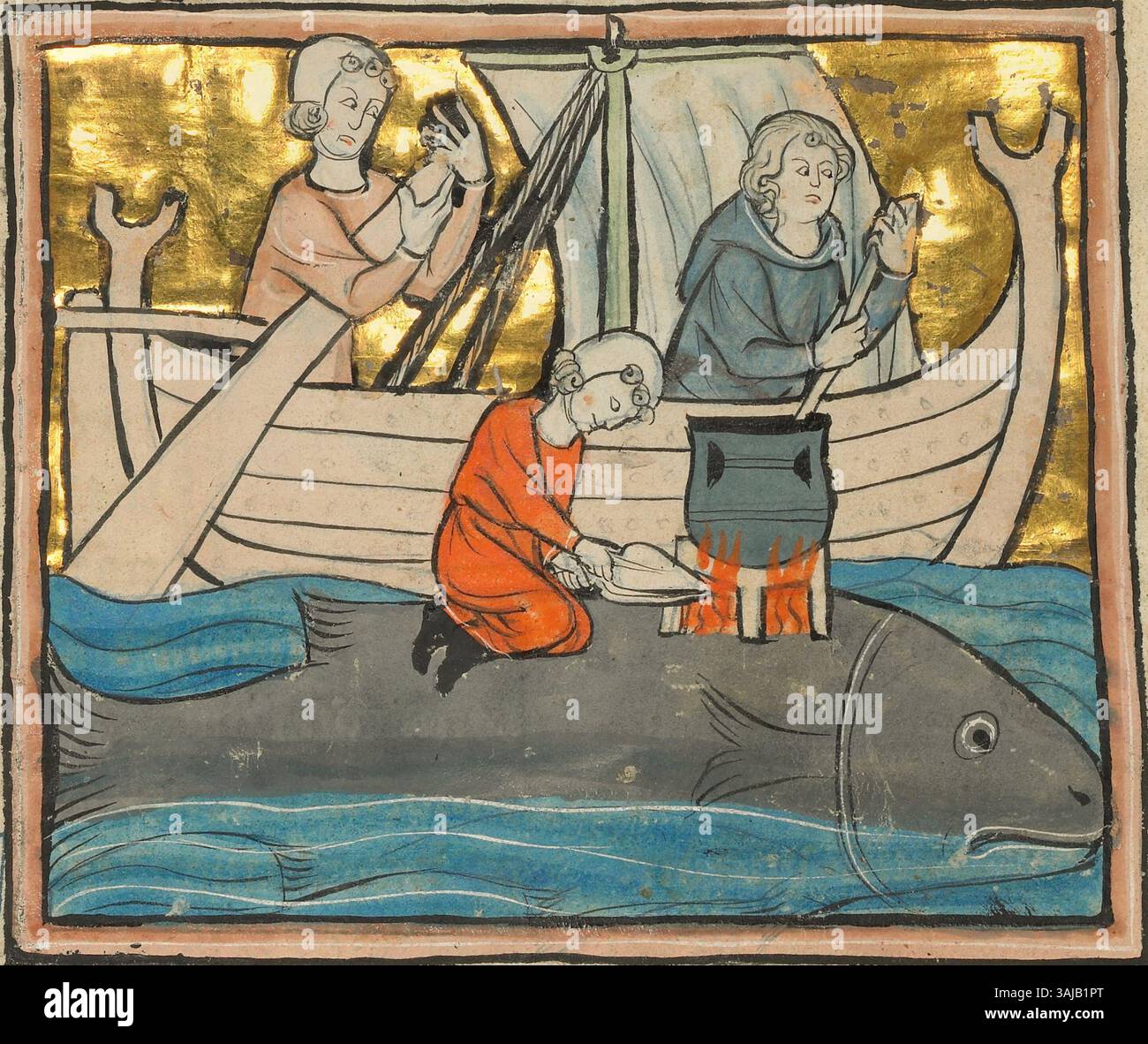 A detail from 13th-century illuminated manuscript art, depicting a ...