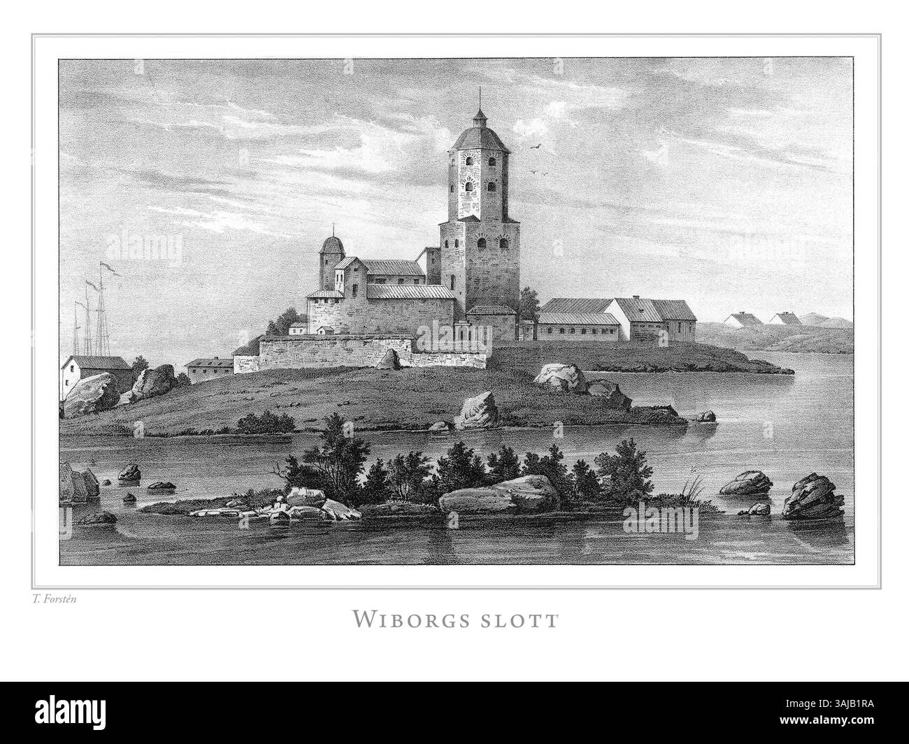 Lithograph by Torsten Forstén (1817-1861) depicting Wiborg Castle ...