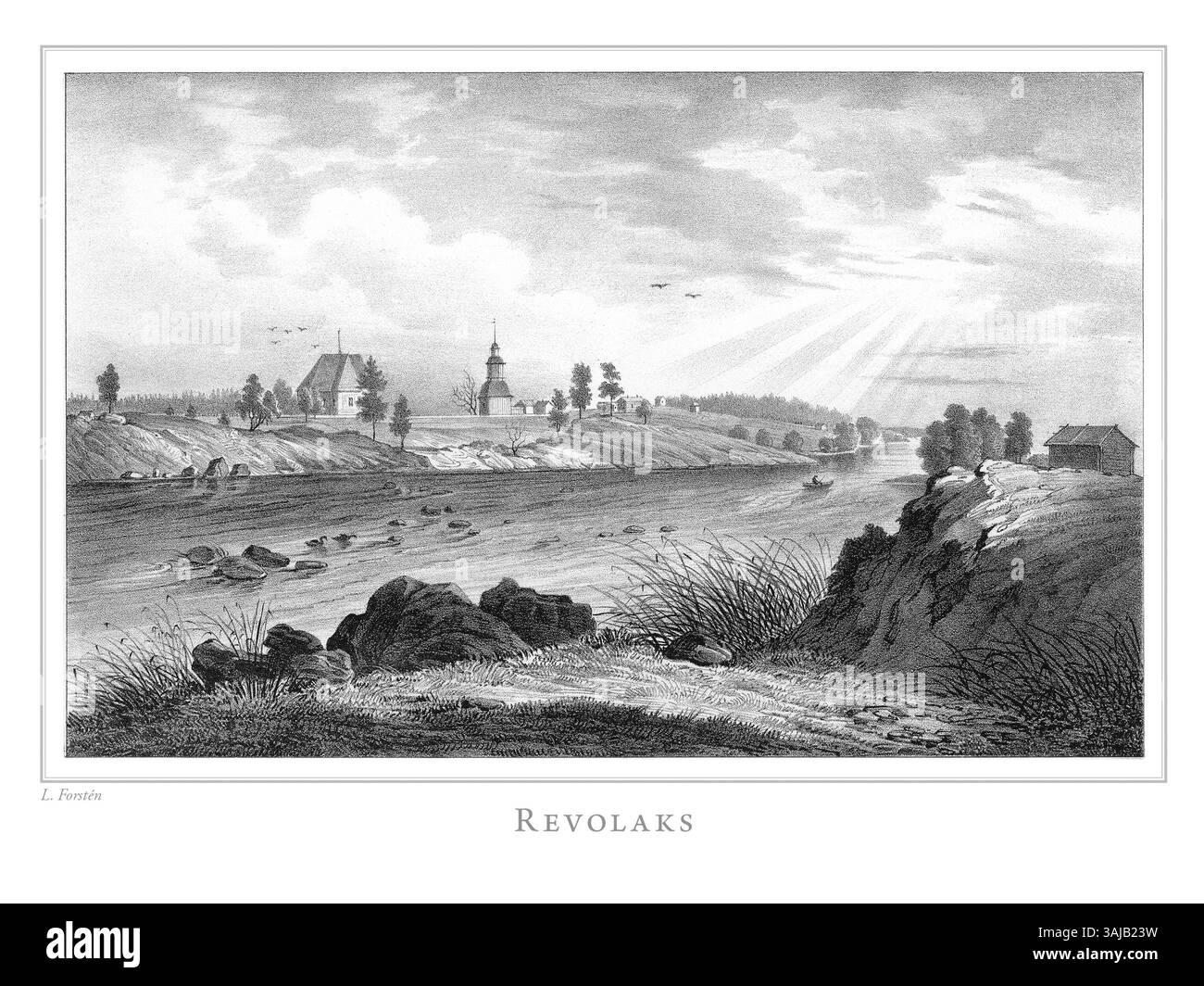 Lennart Forstén’s lithograph 'Revolaks' depicts a rural Finnish ...