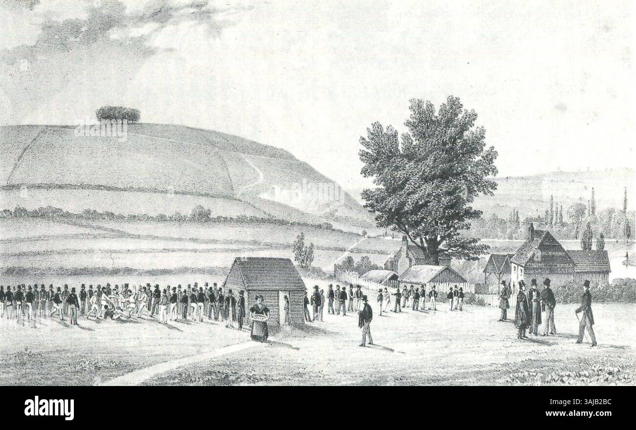 Richard Baigent's 1838 illustration of Winchester Football shows the ...