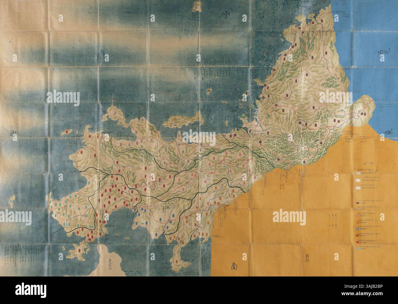 Shh Kuniezu's map of Nagato Province, created during the Edo period, is ...