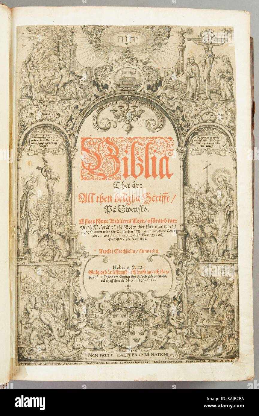 The title page of the 1618 edition of Gustav II Adolf's Bible, a ...
