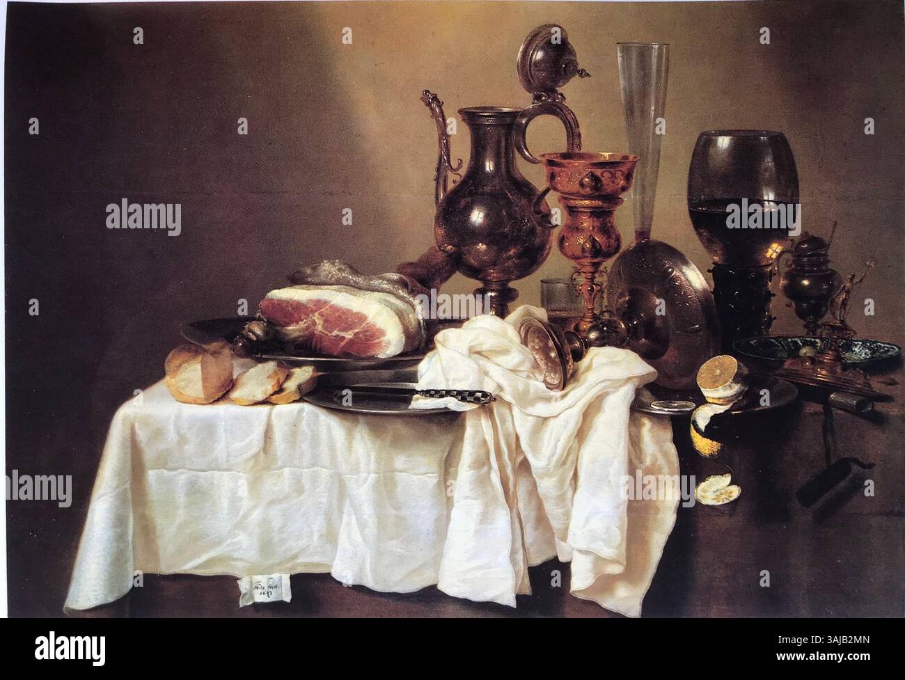 This 1643 still life painting by Willem Claesz Heda features a decanter ...