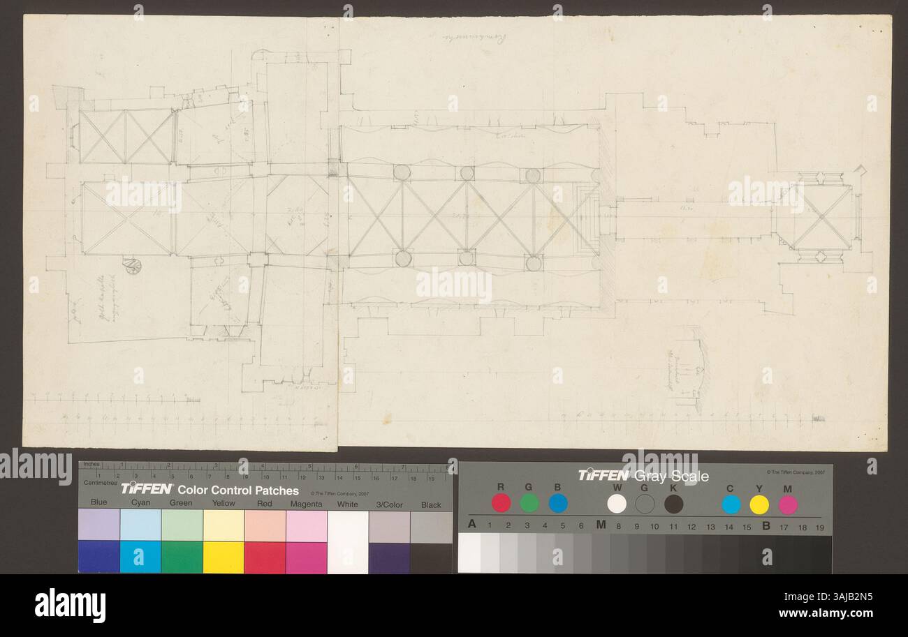 Depicts the floor plan of the former Cluniac Abbey Church of ...