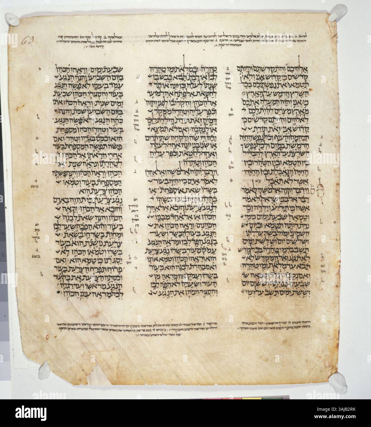 The 124th page of the Leningrad Codex, containing Leviticus 11:44-13:12 ...