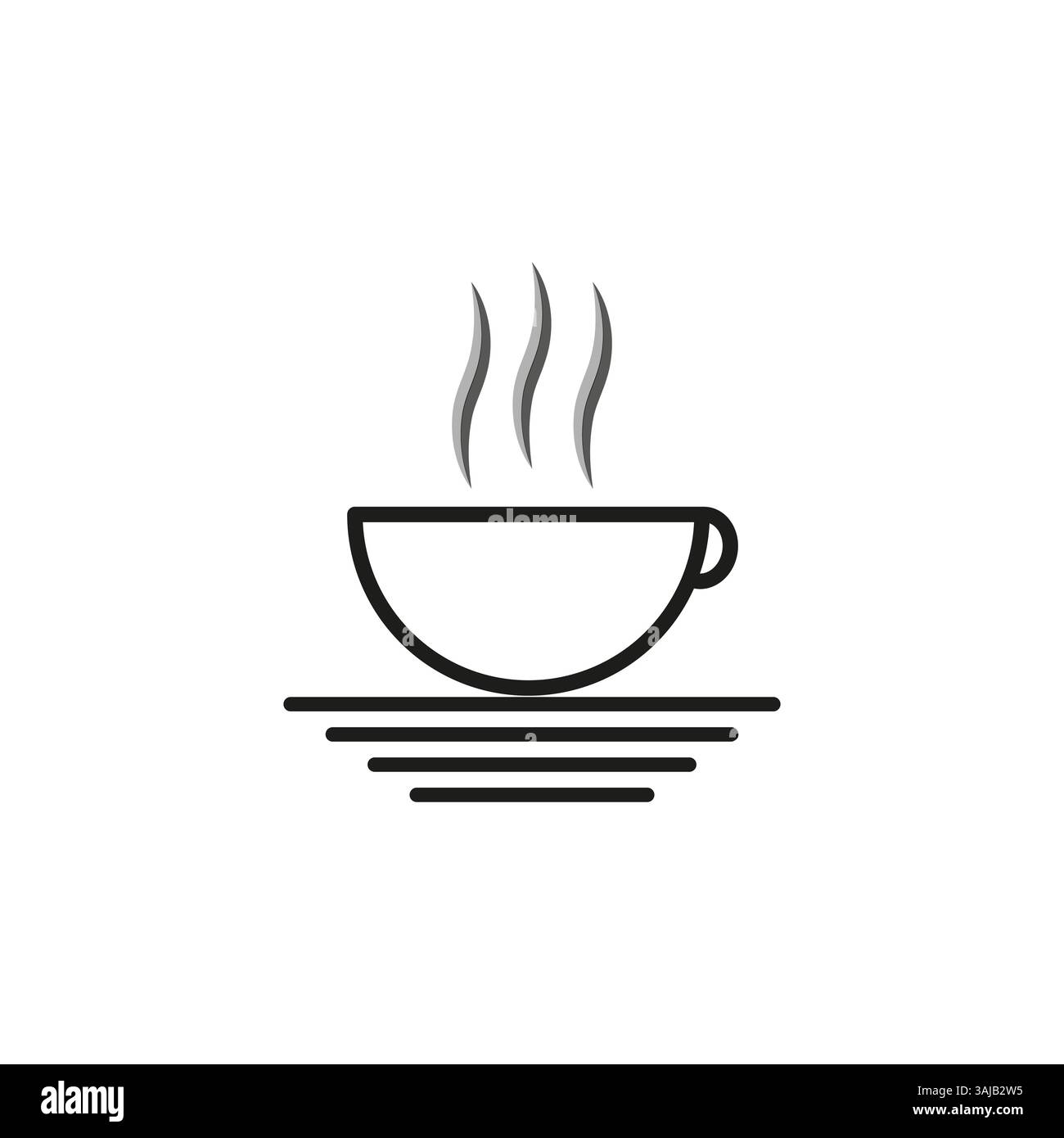 Steaming cup icon. Hot drink symbol. Saucer base detail. Vector ...