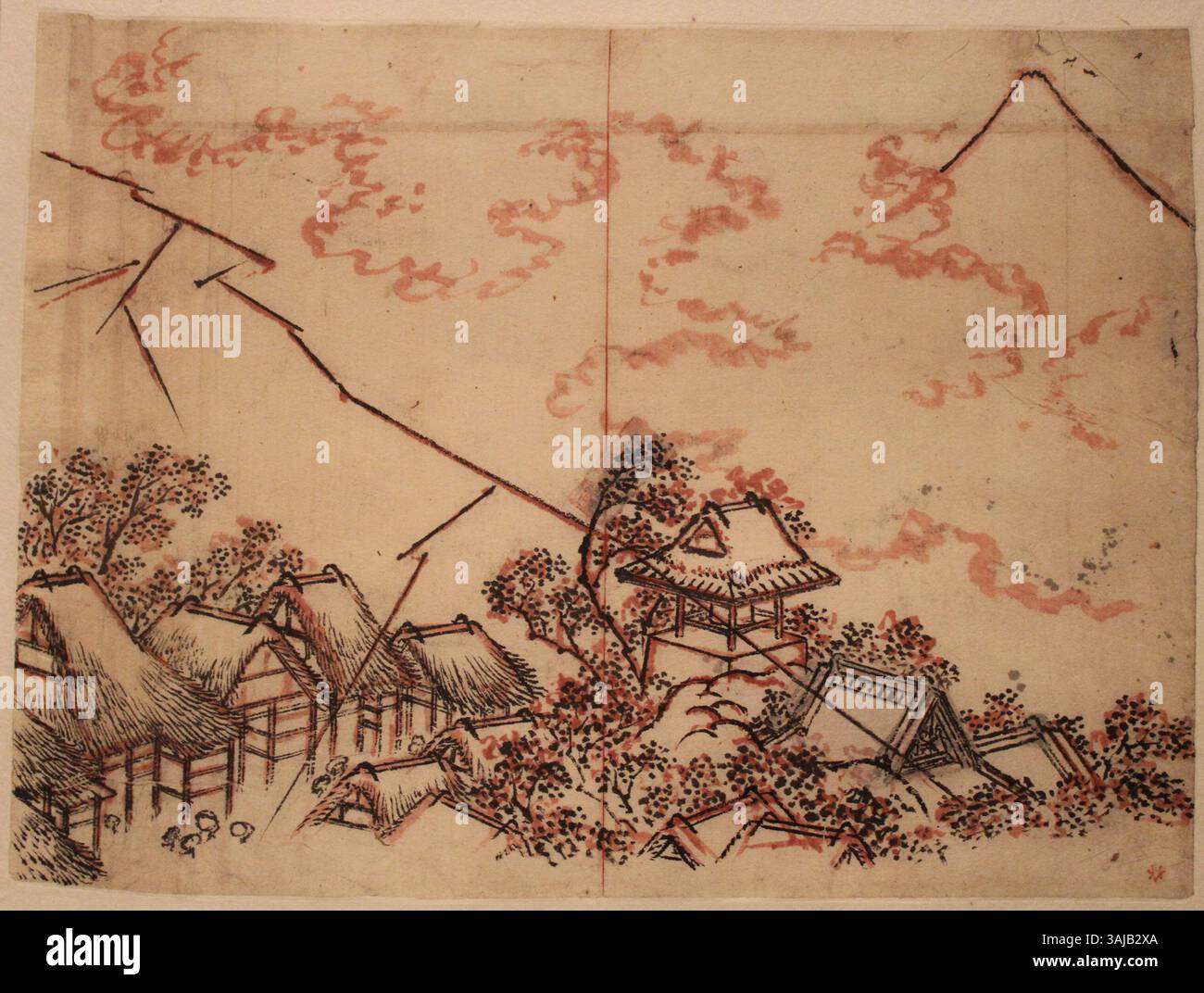 This preparatory drawing by Katsushika Hokusai from circa 1834 shows ...