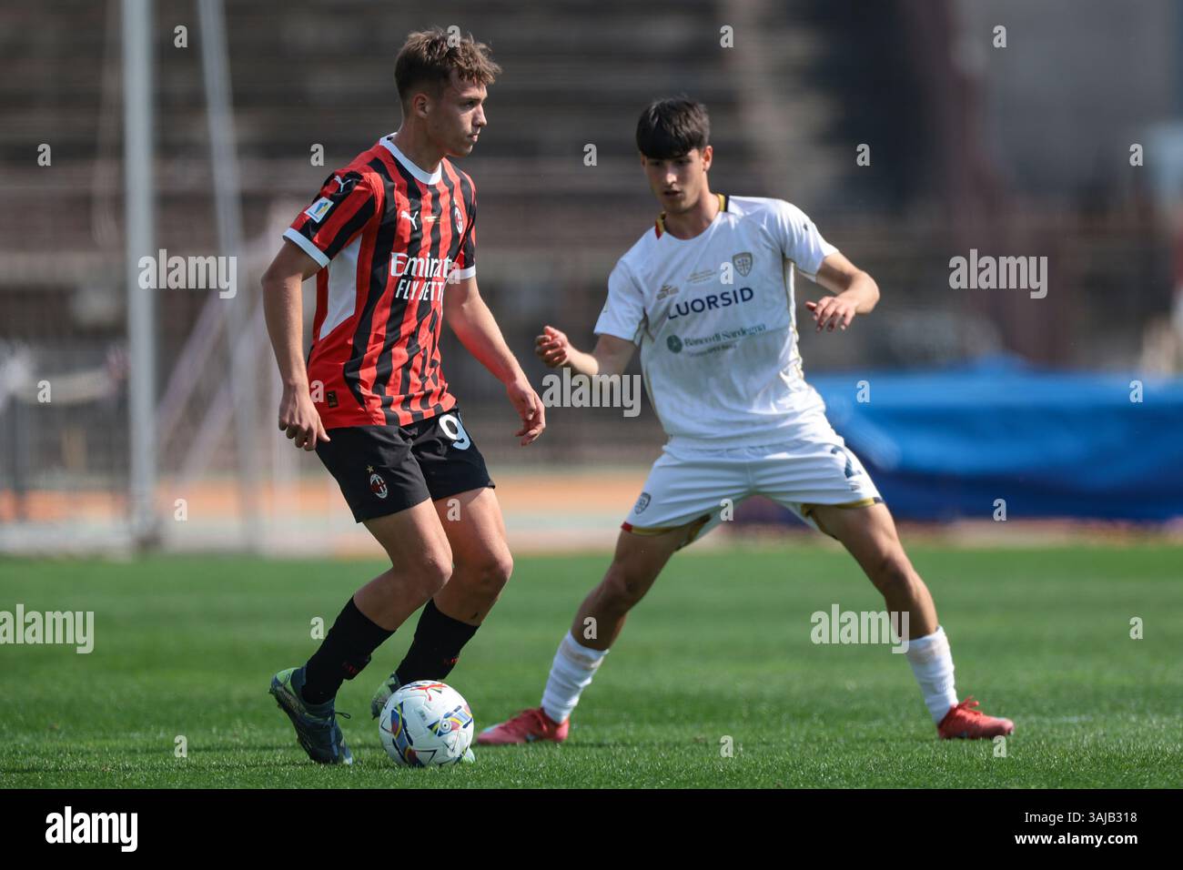 Milan, Italy. 9th Apr, 2025. Vittorio Magni of AC Milan and Federico ...