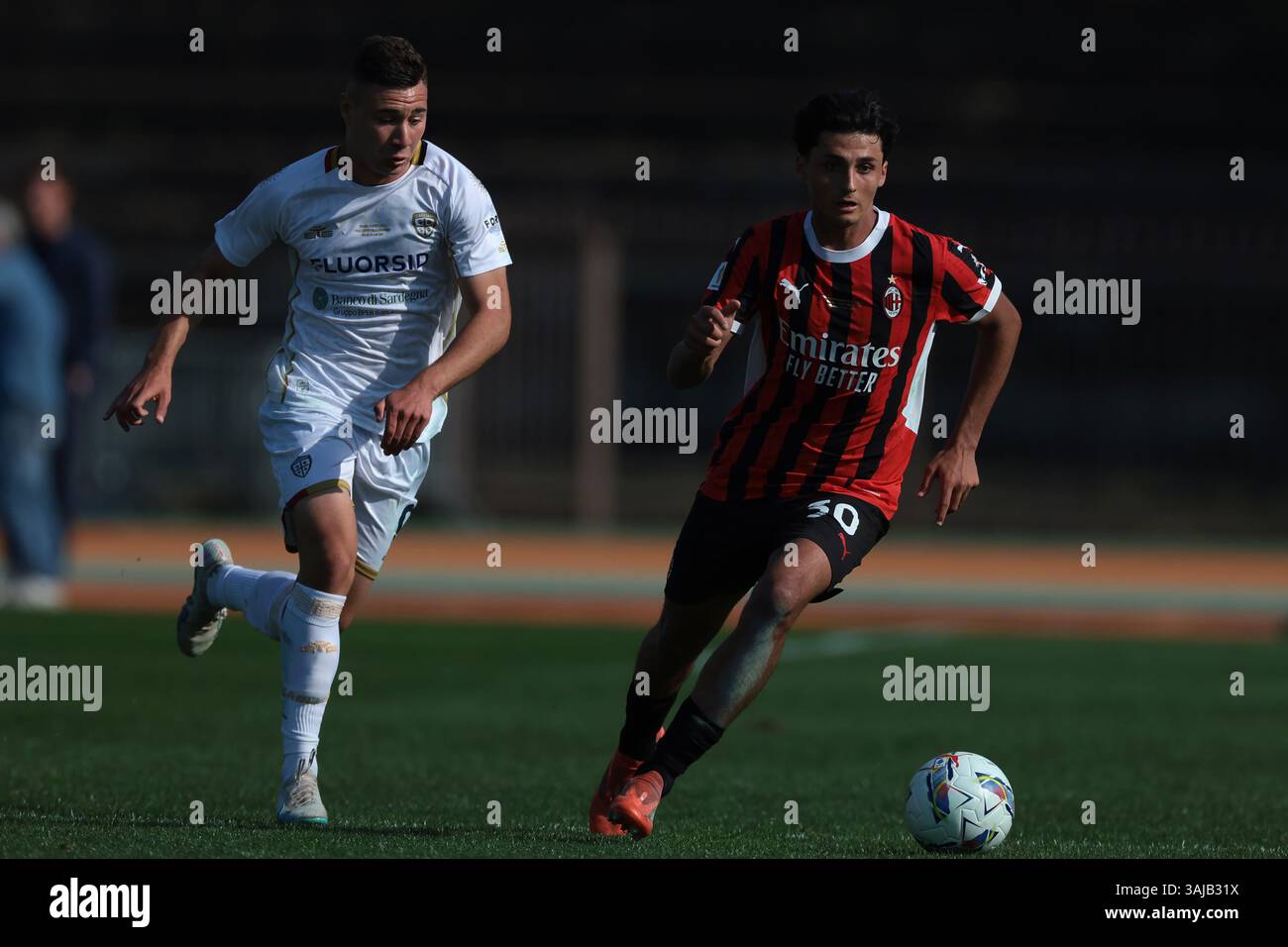 Milan, Italy. 9th Apr, 2025. Alessandro Bonomi of AC Milan is pursued ...