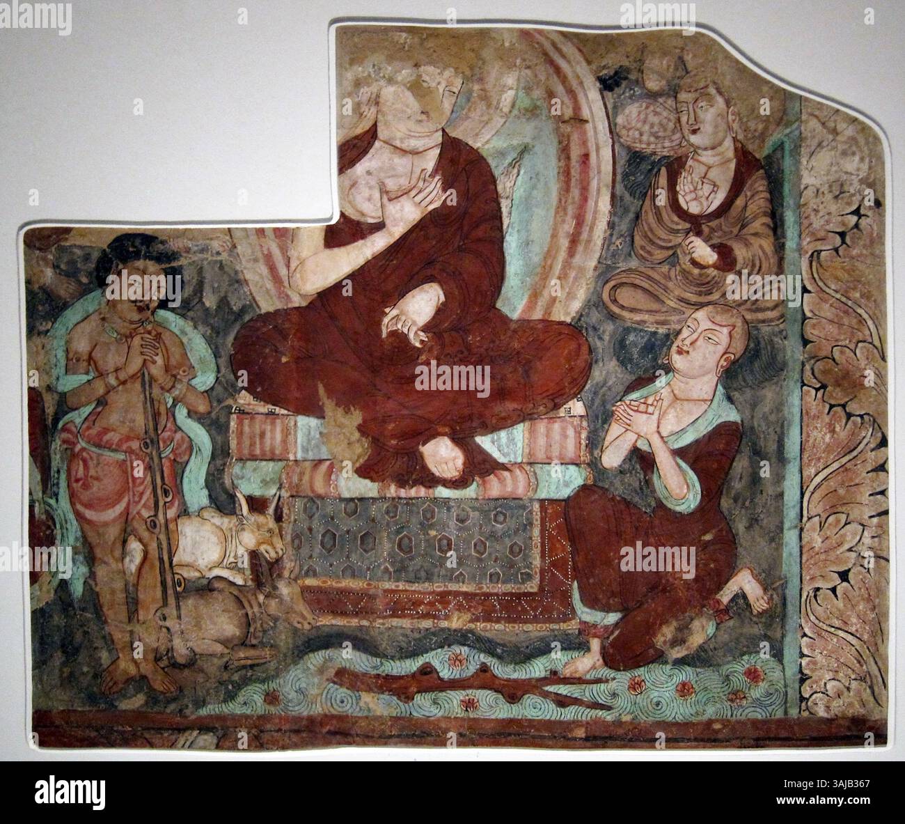 A scene from the Kizil Caves, depicting a Buddha scene from the 5th to ...