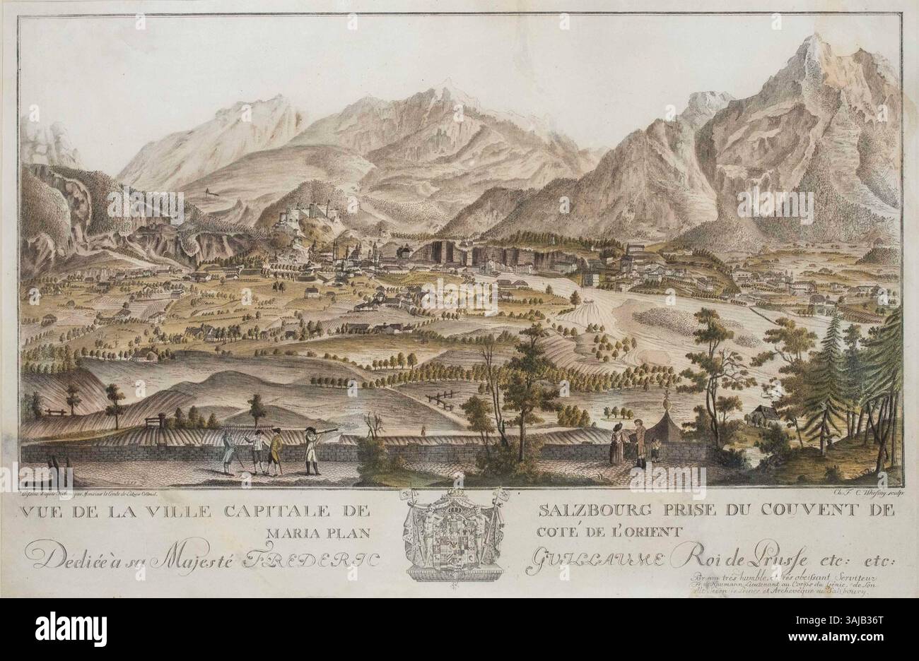 'View of the City of Salzburg from Maria Plain' (c.1791), an engraving ...