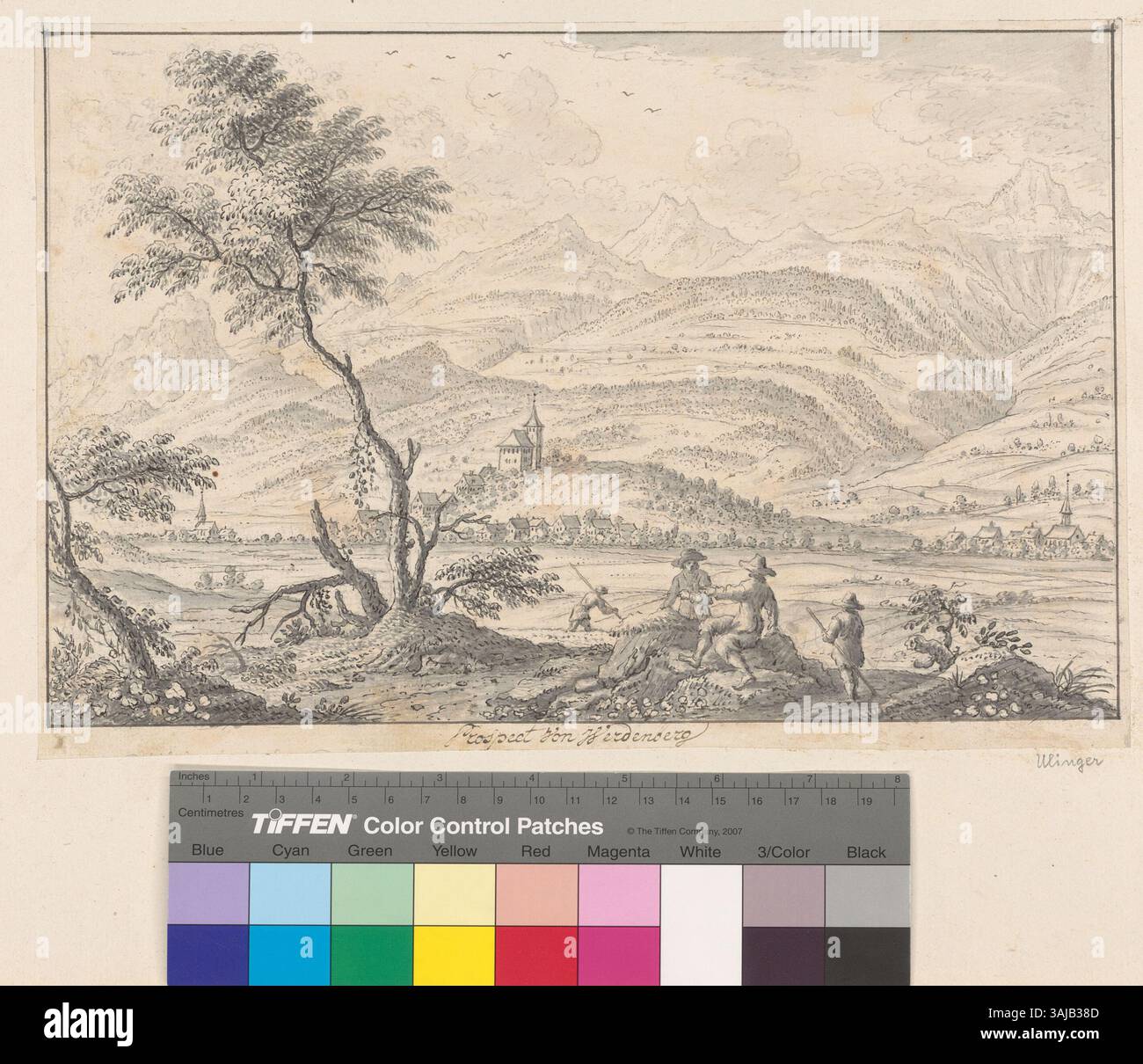 A drawing from Johann Caspar Ulinger between 1720 and 1768, depicting a ...