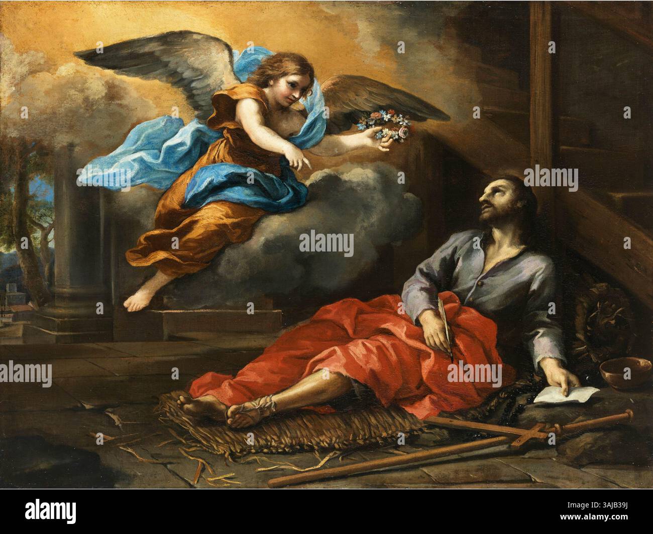 This 17th-century oil painting, attributed to Ciro Ferri, portrays a ...