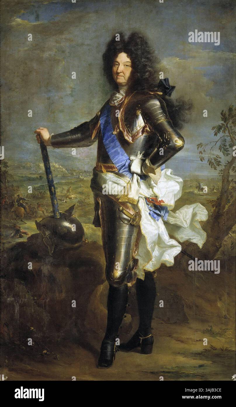 This oil painting from 1701 by Hyacinthe Rigaud depicts Louis XIV of ...