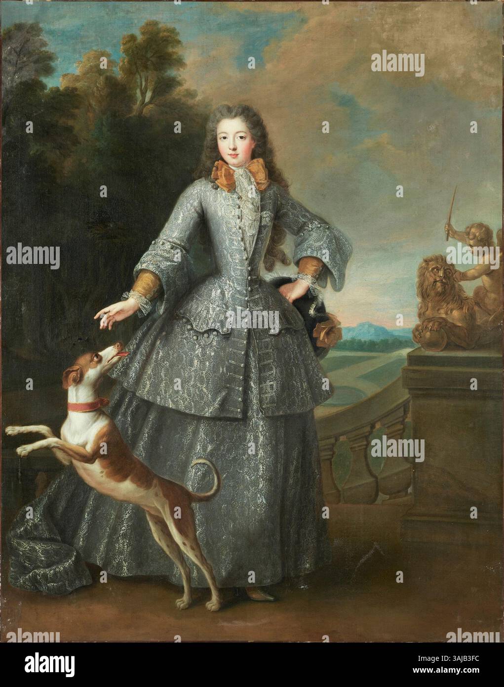 This 18th-century portrait by Pierre Gobert depicts a woman standing ...