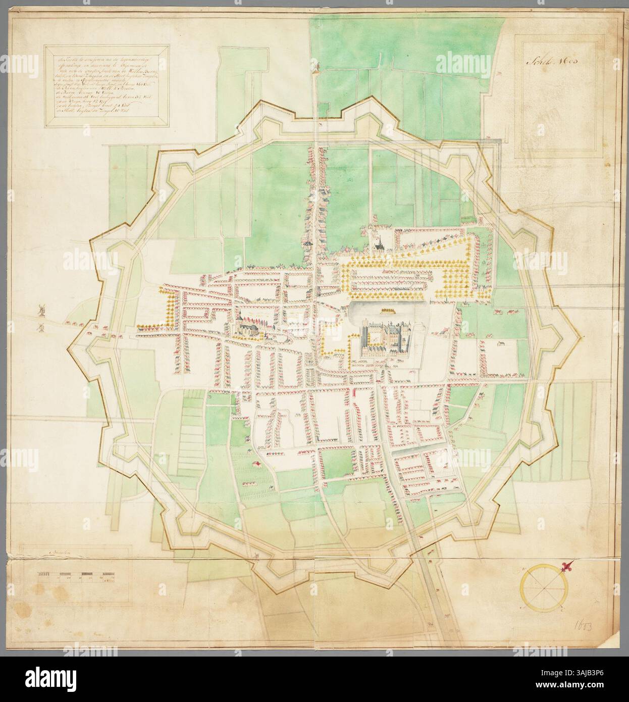 This 1732 copy of Hans Groll's 1603 map of The Hague's fortifications ...