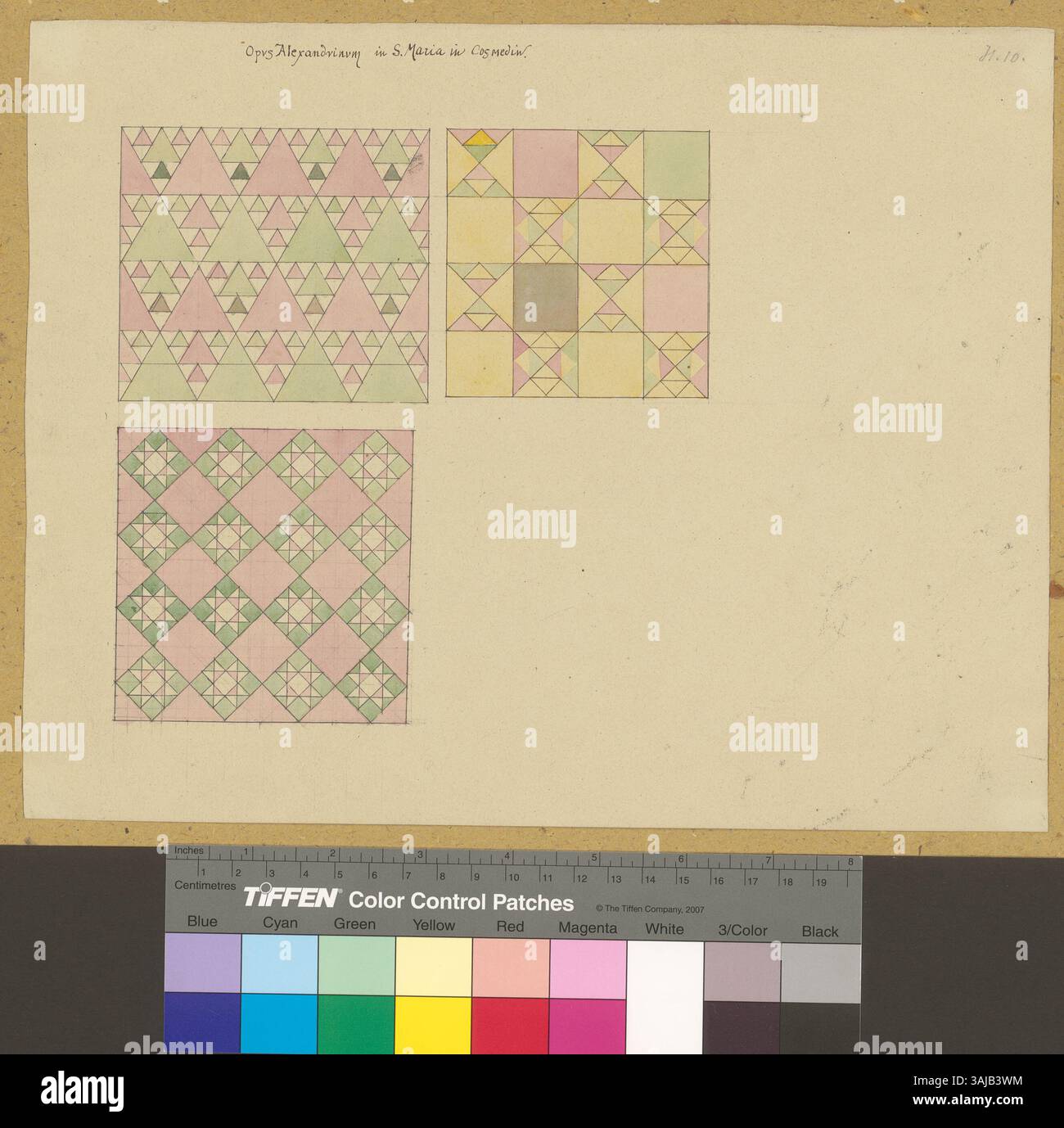 The image shows the Opus Alexandrinum, a form of mosaic art, in the ...