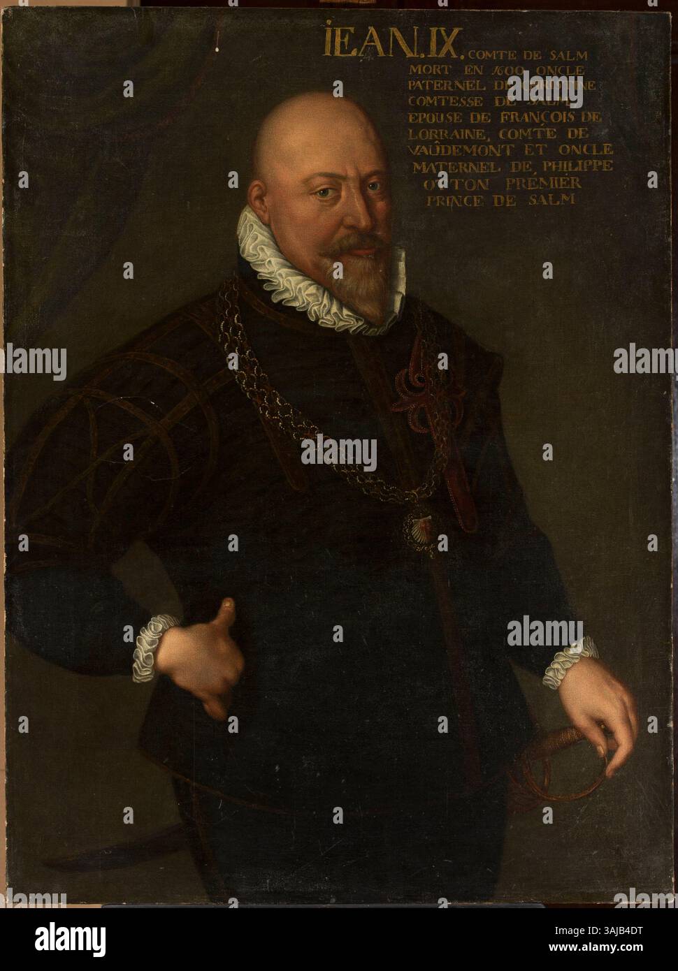 This 1600 painting portrays Jean IX, Count of Salm-en-Vosges. The oil ...