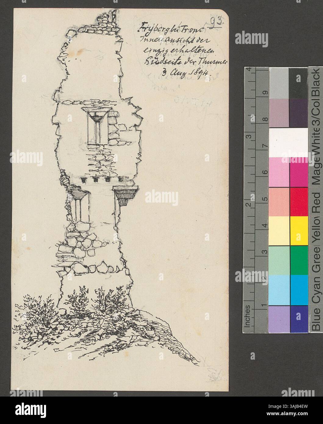 This print shows the interior view of the preserved southern side of ...