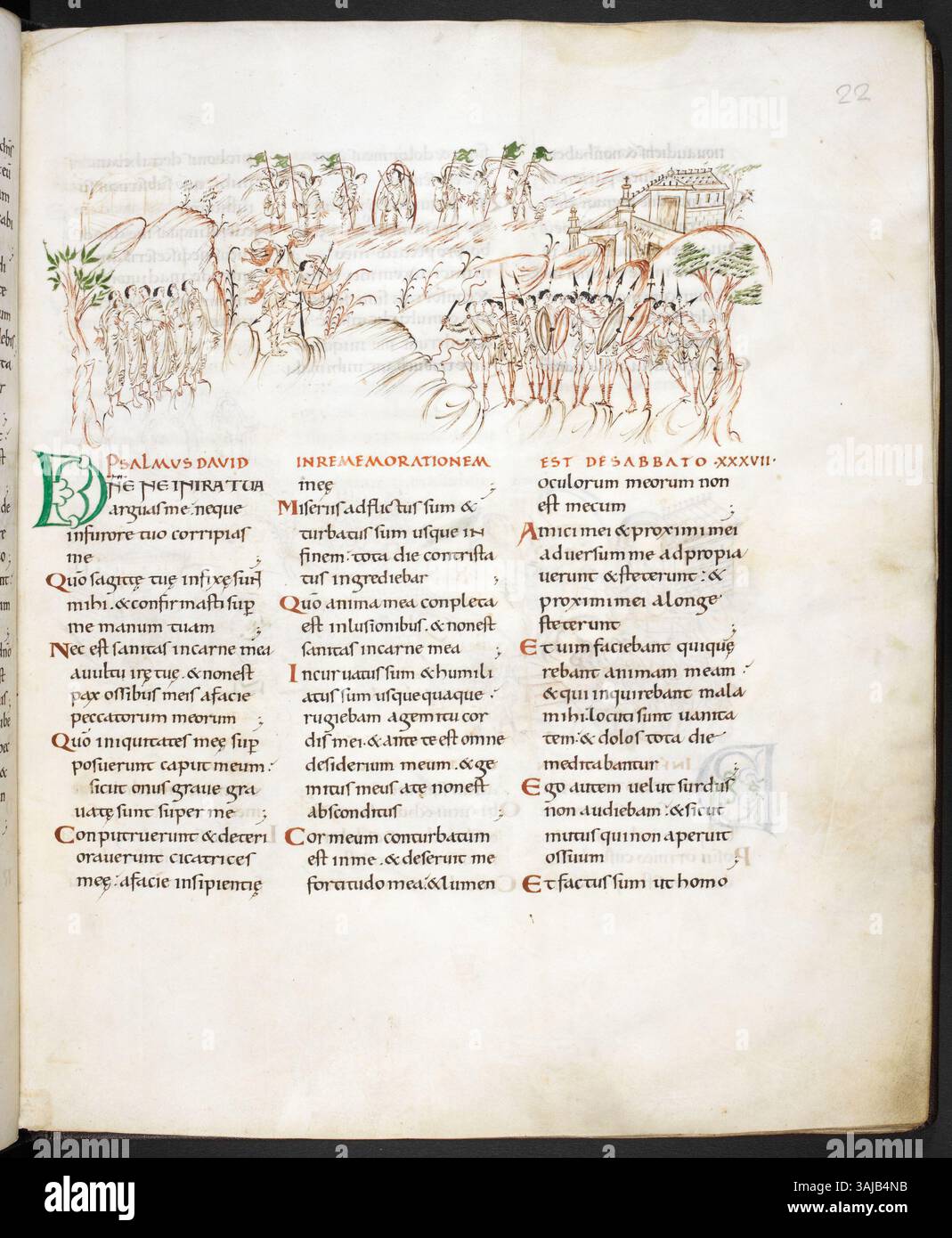 This page from the *Psautier Harley* (circa 1000-1050) displays ...