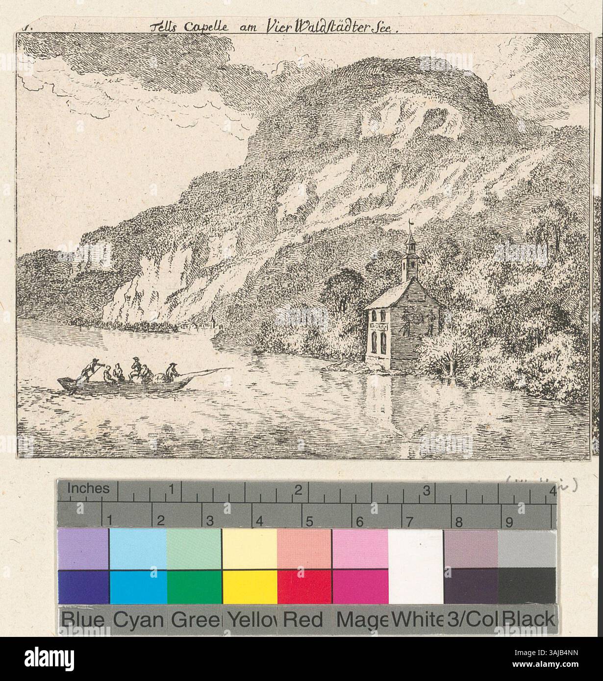 An 1784 etching by Salomon Gessner, illustrating the Tells Chapel at ...