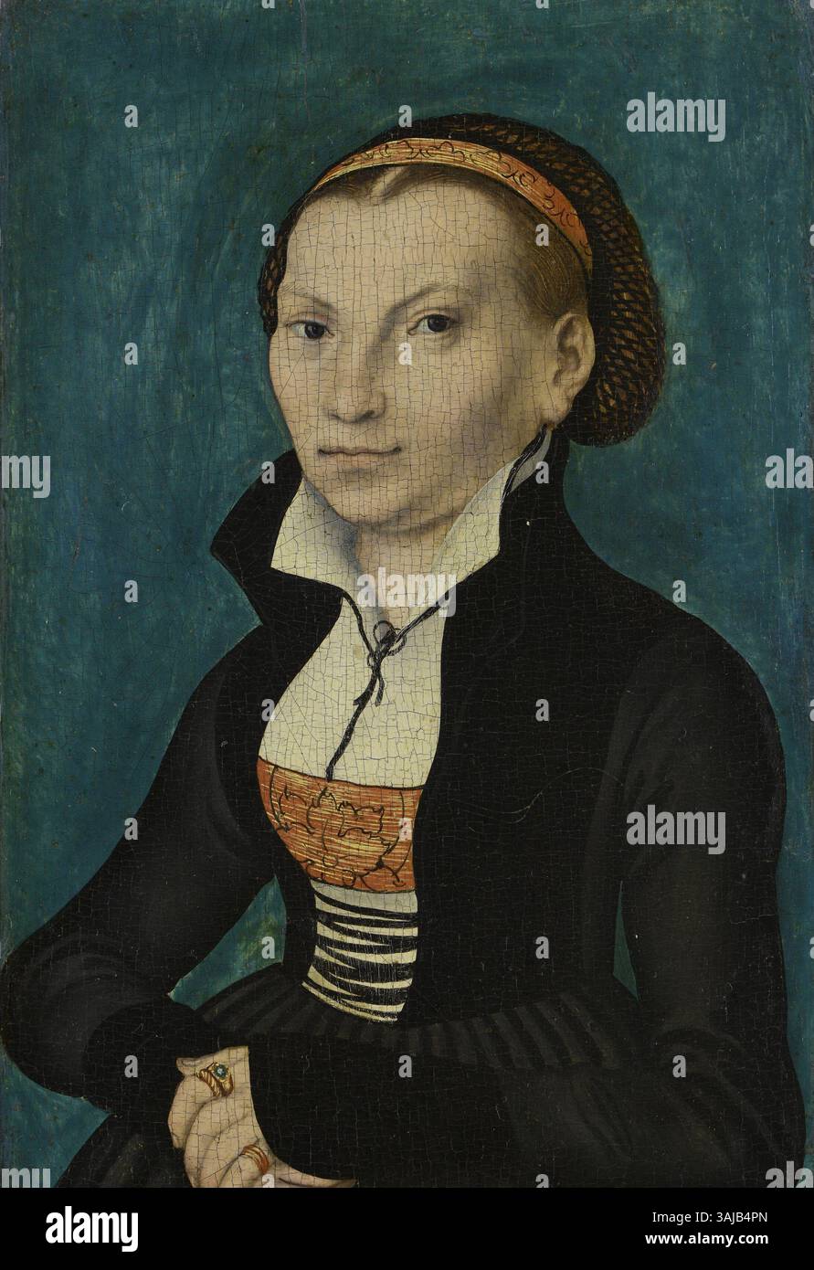A formal 1526 portrait by Lucas Cranach the Elder showing Martin Luther ...