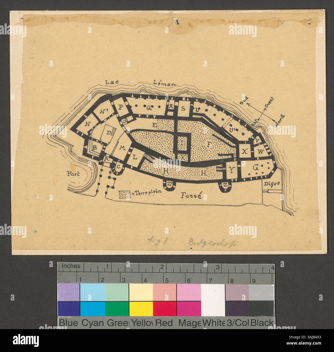 Johann Rudolf Rahn created a ground plan of the lower floor of Chillon ...