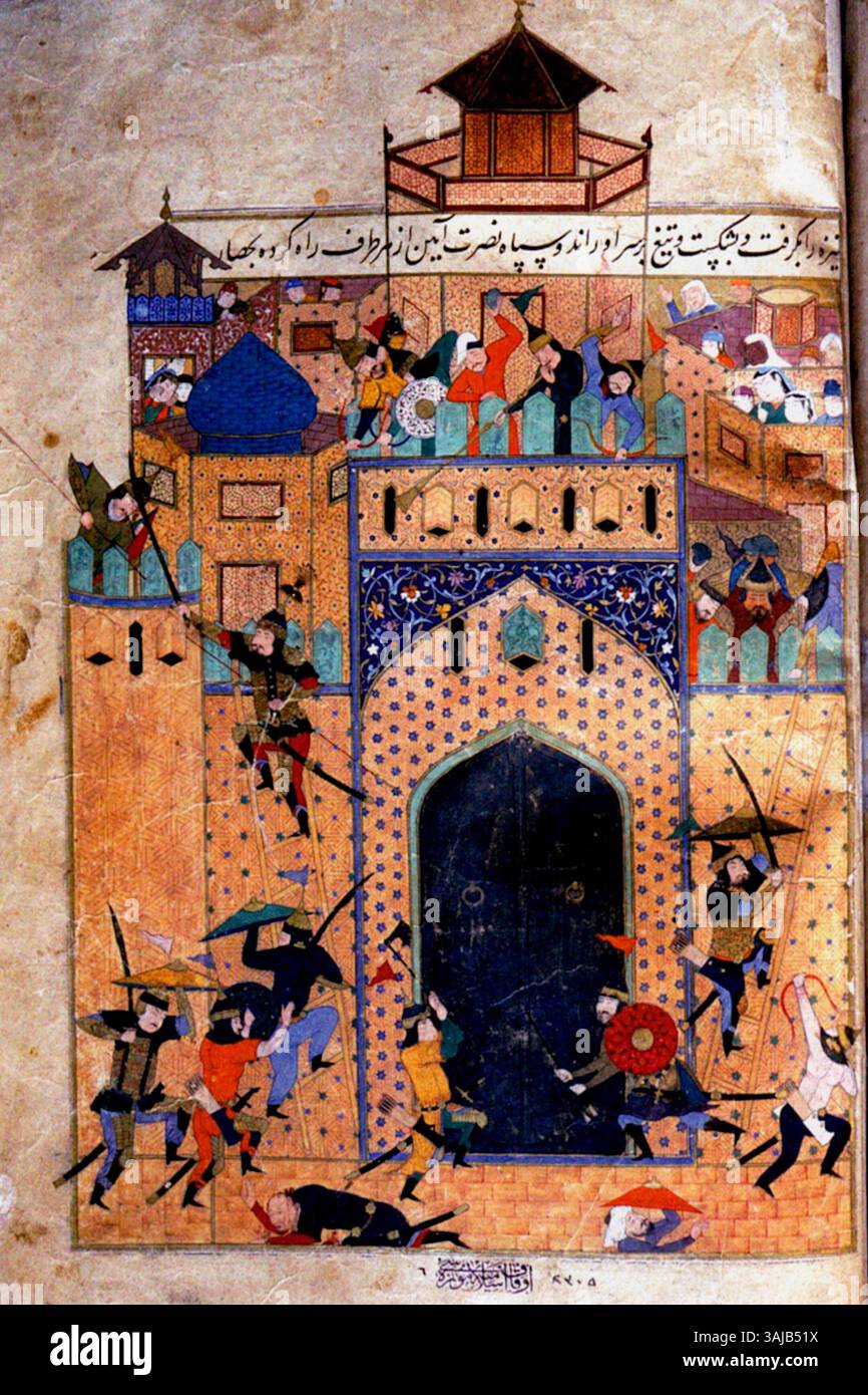 This scene from the *Zafarnama* manuscript shows Shaikh Ali storming ...