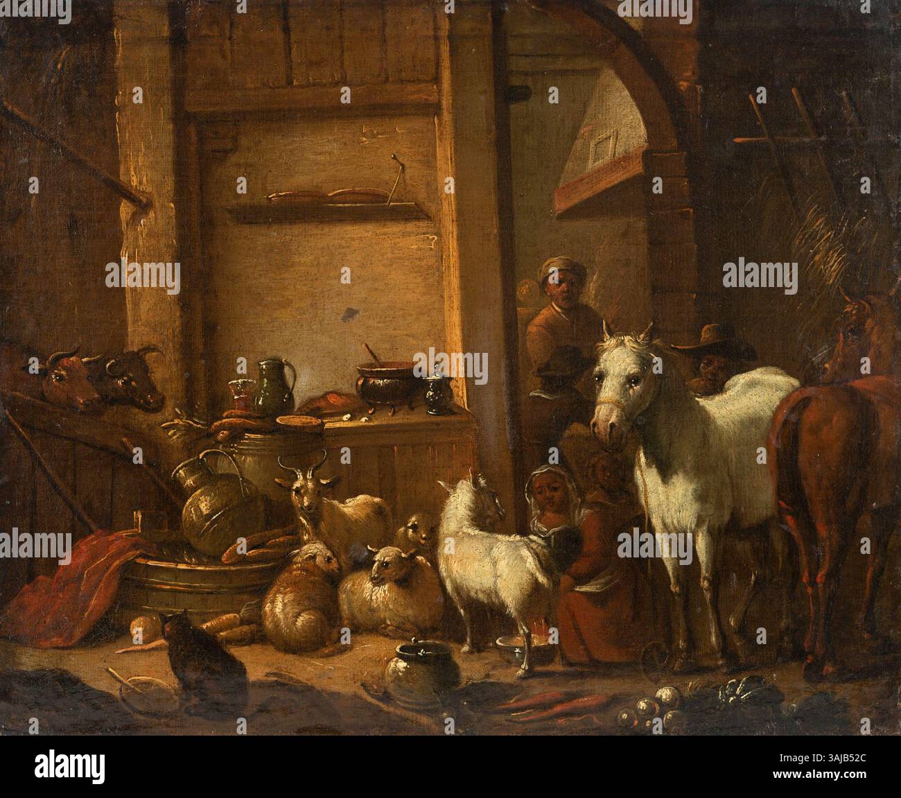 Philipp Peter Roos’s 17th-century oil painting 'Wntrze stajni z kuchni ...