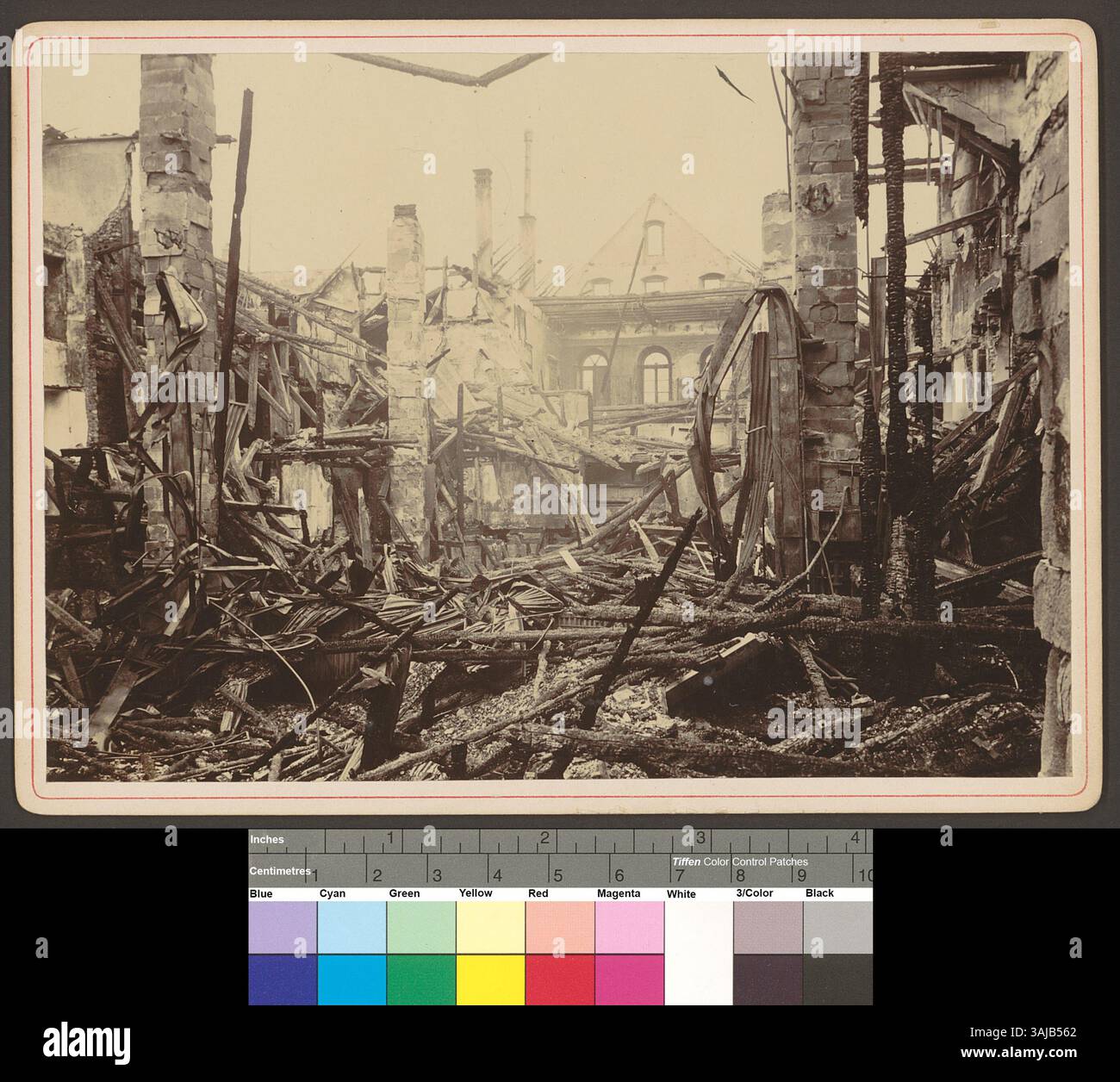 This photo shows the aftermath of the theater fire on January 1, 1890 ...