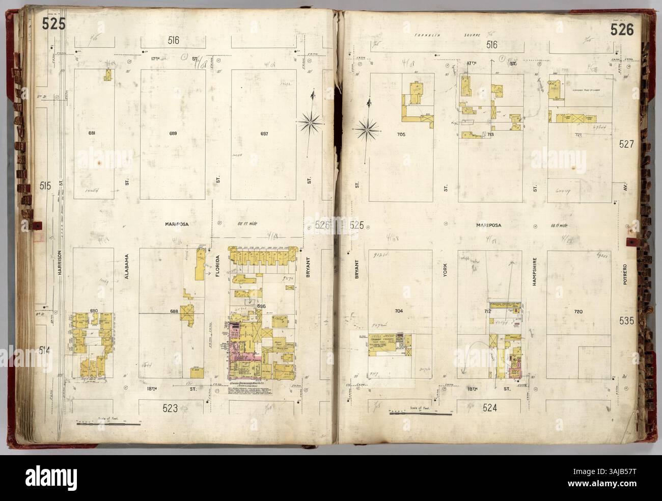 This 1905 San Francisco Sanborn Insurance Map Atlas features full-color ...