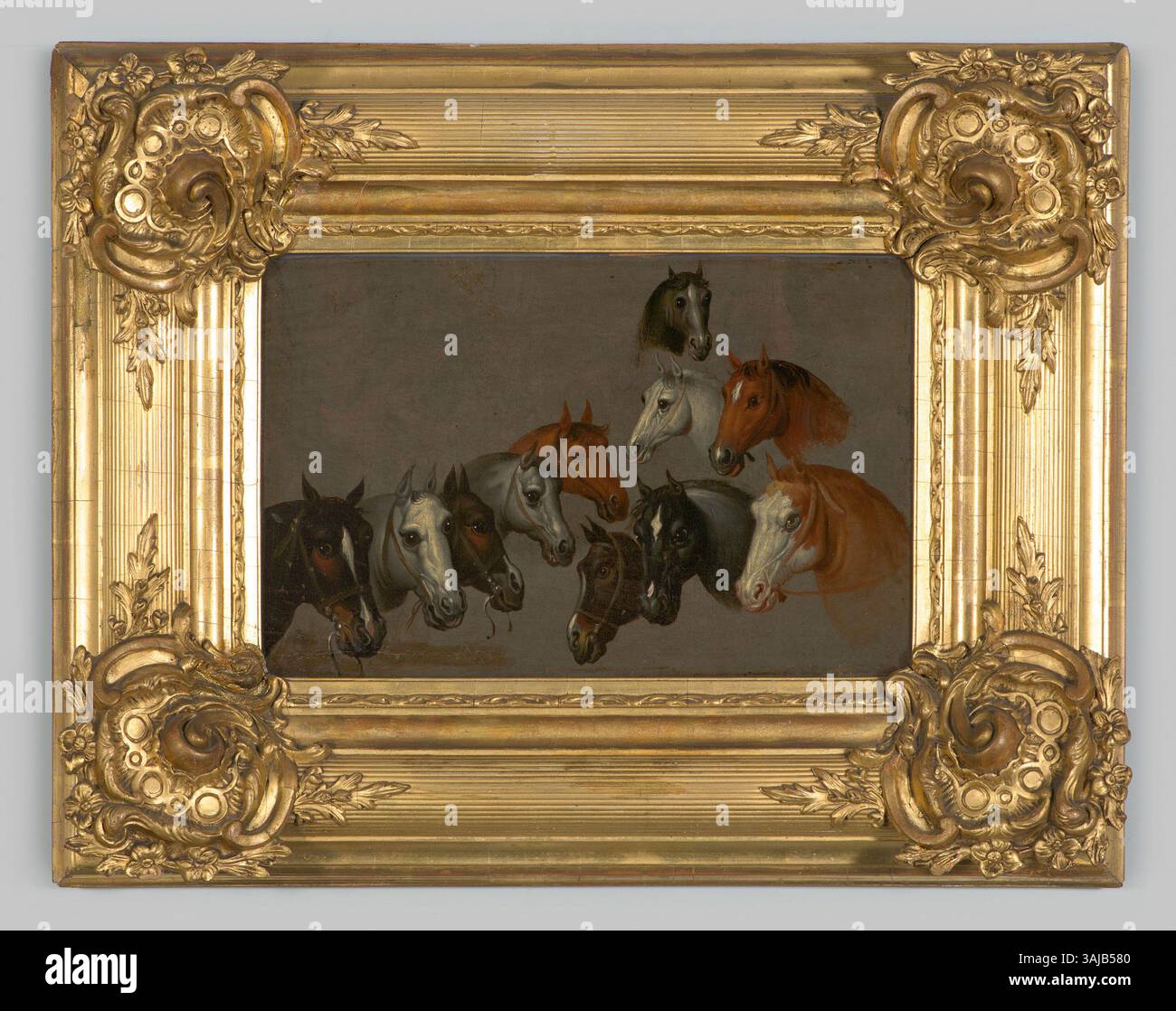 Study of horse heads, painted between 1600 and 1699 in oil on panel ...