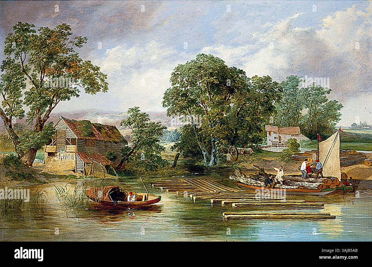 This painting by Alfred Priest depicts a scene at Taverham, Norfolk ...