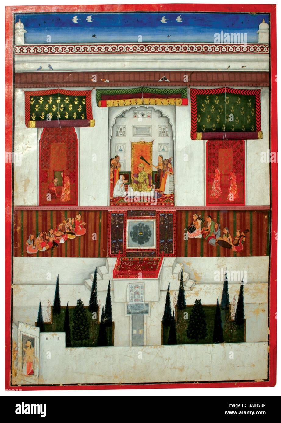 This 1650 folio, depicting King Kamsa in his inner apartment from the ...